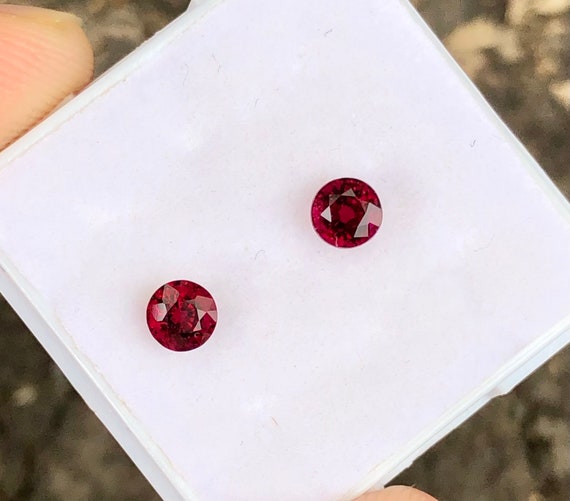 Natural Vivid Red Rubilite Perfect Pair in 4x4 Mm Round Shape - Etsy