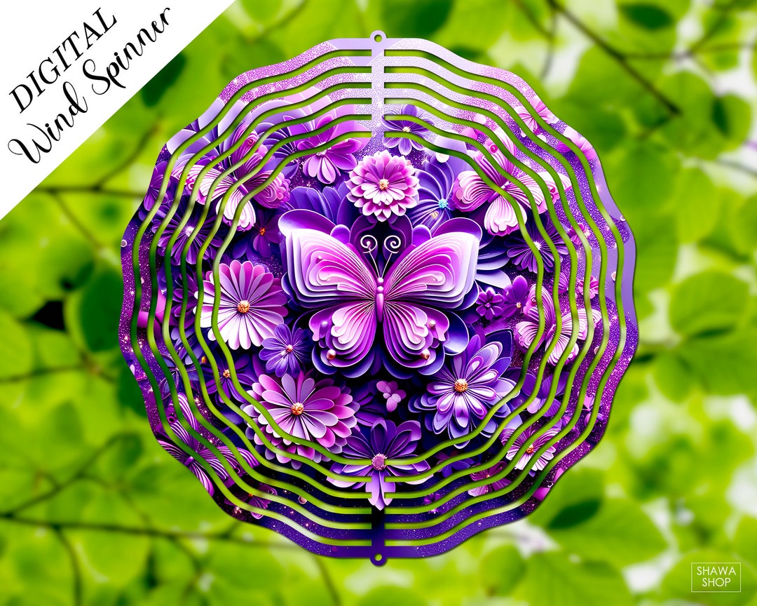 3D Butterflies Glitter Wind Spinner PNG, Wind Spinner Sublimation ...
