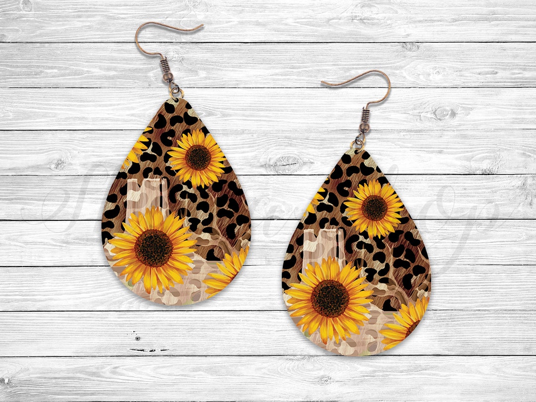 Sunflower and Leopard Print Western Digital Sublimation - Etsy