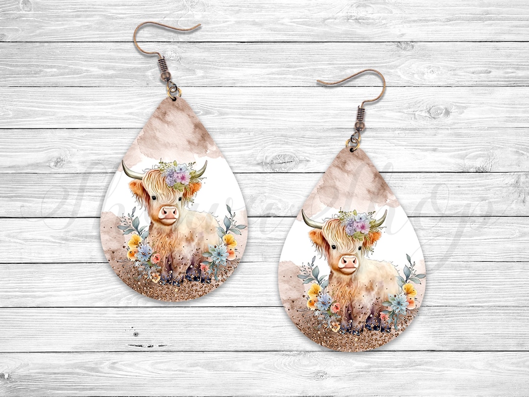 Adorable Baby Highland Cow Earring, Sublimation Earring Designs ...