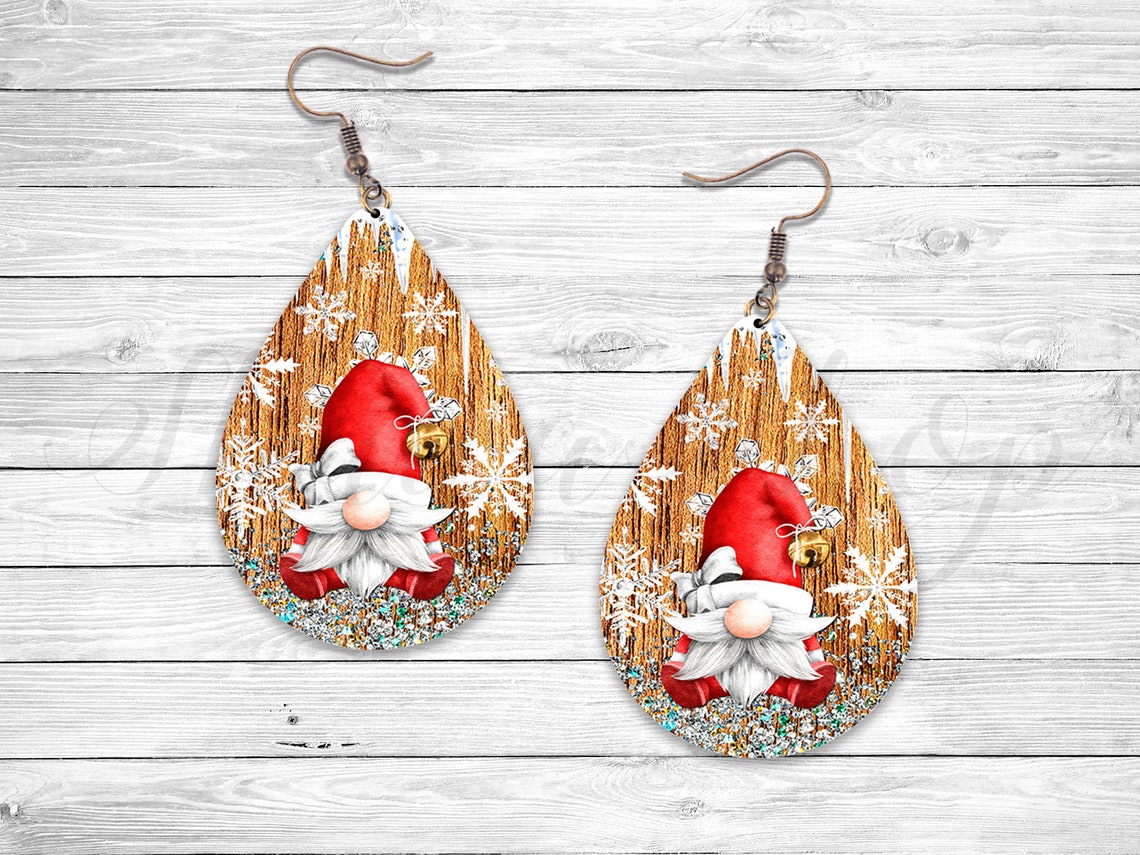 Christmas Gnomes Sparkling Earring Sublimation Earring - Etsy