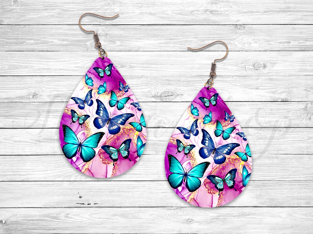 Alcohol Ink Butterflies Earring, Sublimation Earring Designs Template ...