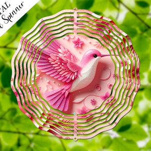 3D Pink Hummingbird Wind Spinner PNG, Wind Spinner Sublimation Design ...