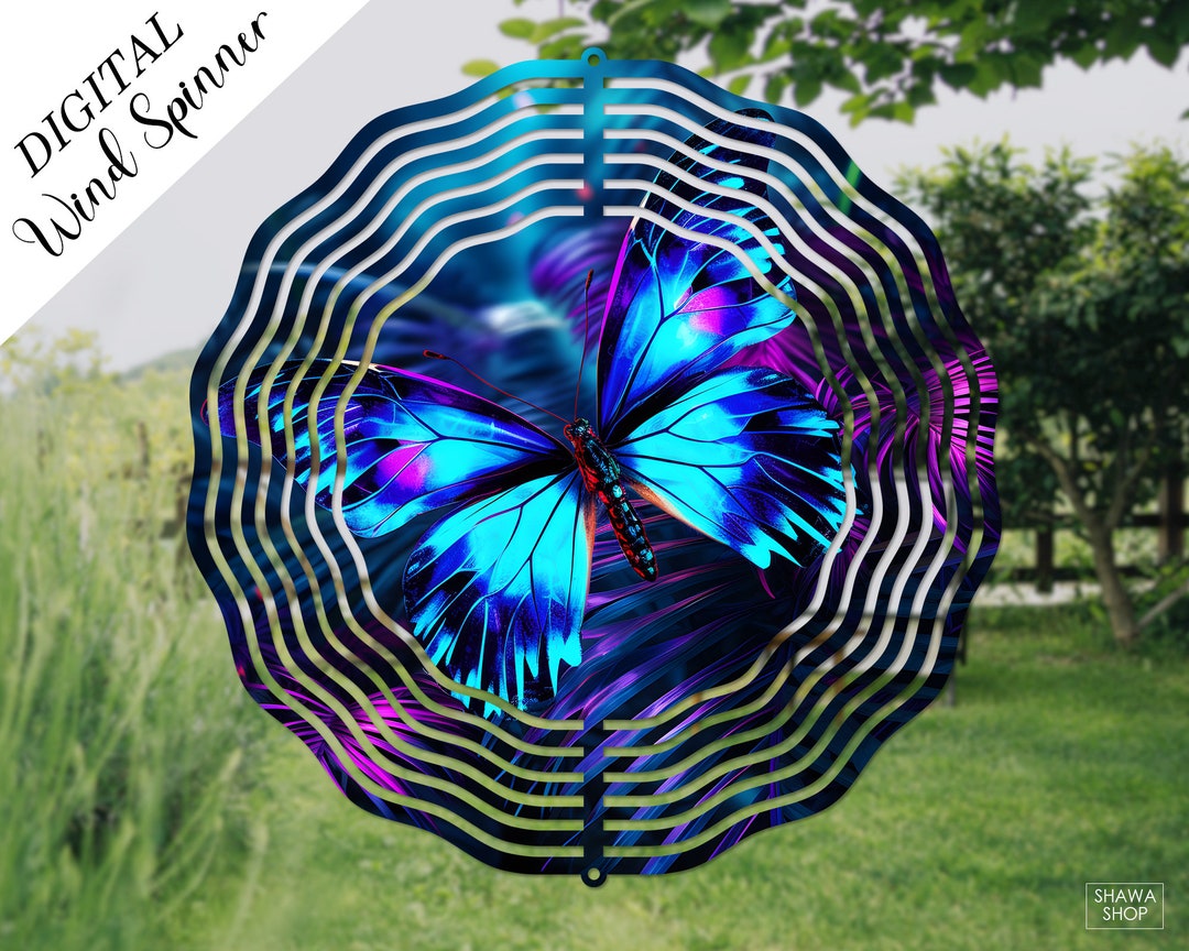 Vibrant Butterfly Spinner Sublimation Design, Butterfly Neon Spinner ...