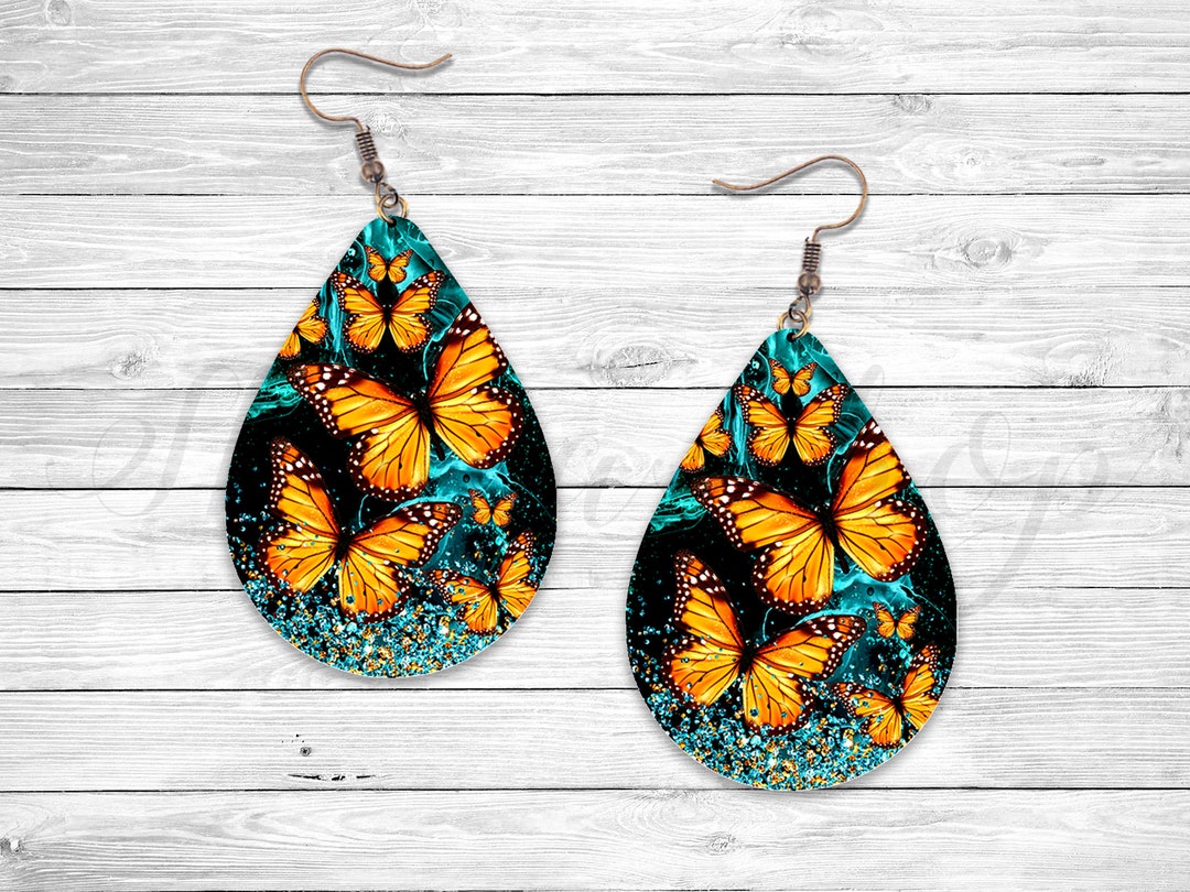 Butterflies Sparkle Earring, Sublimation Earring Designs Template ...