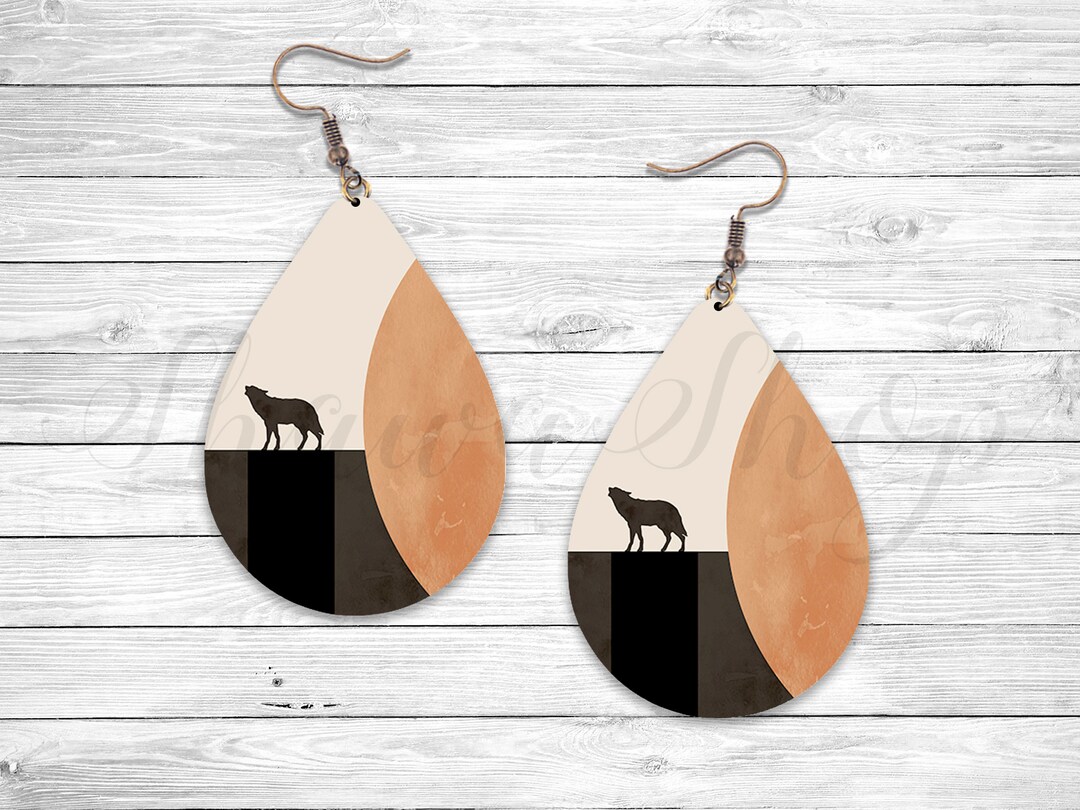 Boho Wolf Moon Teardrop Earring PNG Template (digital Download) - Etsy