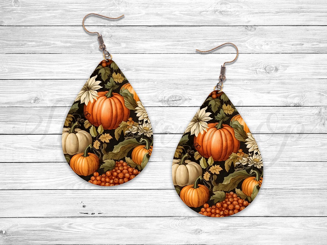 Pumpkin Fall Earring, Sublimation Earring Designs Template, Earring ...