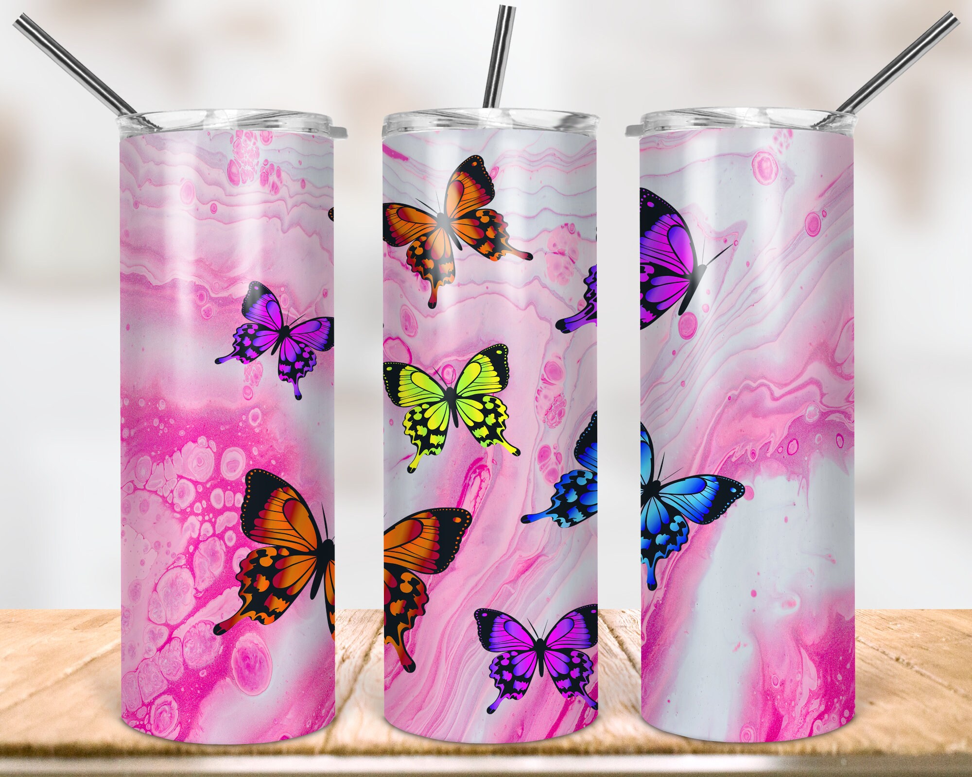 20 Ounce Skinny Tumbler Sublimation Design Download Pink Etsy