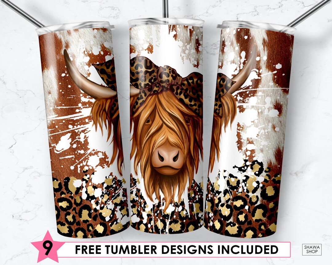 Highland Cow Tumbler Wrap, Cowhide Sublimation Design, Cow Animal ...