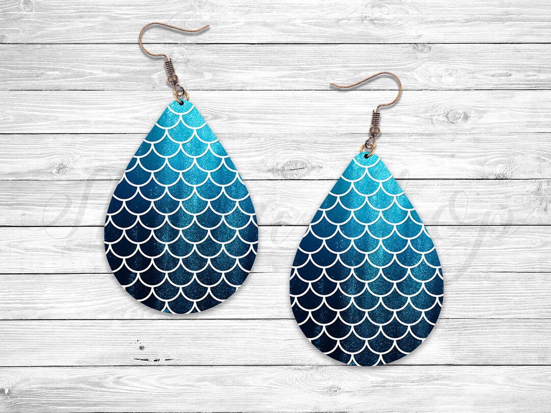 Mermaid Scale Teardrop Earring PNG Template (digital Download) - Etsy
