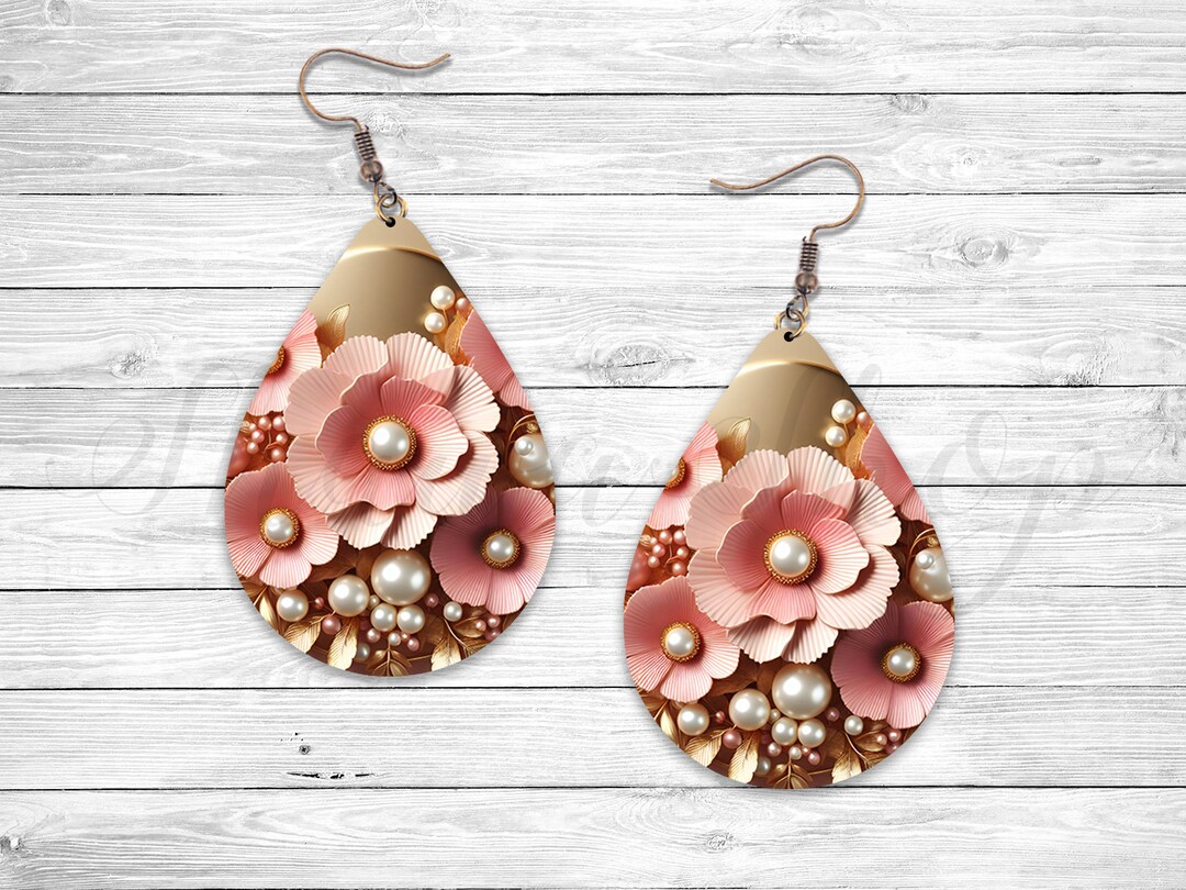 3D Flowers Earring Paper Flower Sublimation Earring Designs Template ...