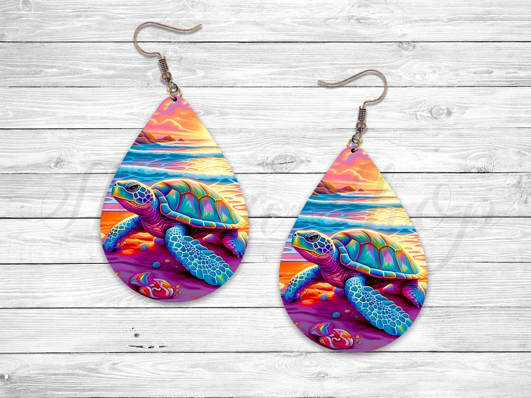 Sea Turtle Teardrop Earring PNG, Sublimation Design (digital Download ...