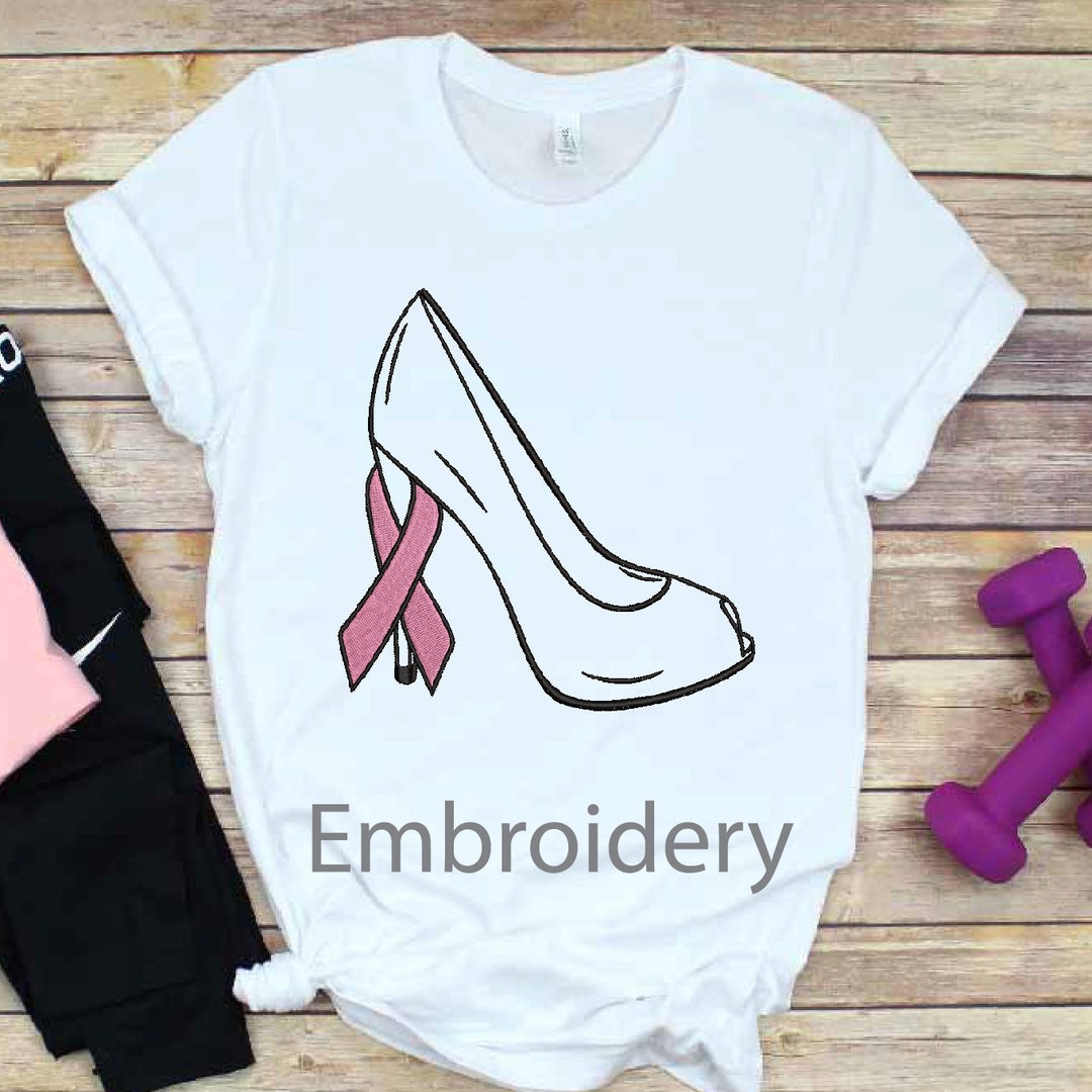 Embroidery High Heels Pink Ribbon Queen African American Pink High ...