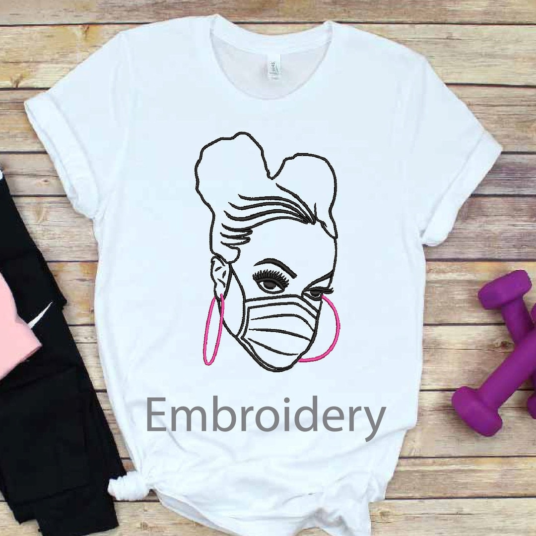 Embroidery Quarantine Black Woman Nubian Princess Queen Hair Afro Queen ...