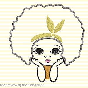 Applique Peekaboo Girl With Puff Designs for Embroidery Afro Ponytails ...