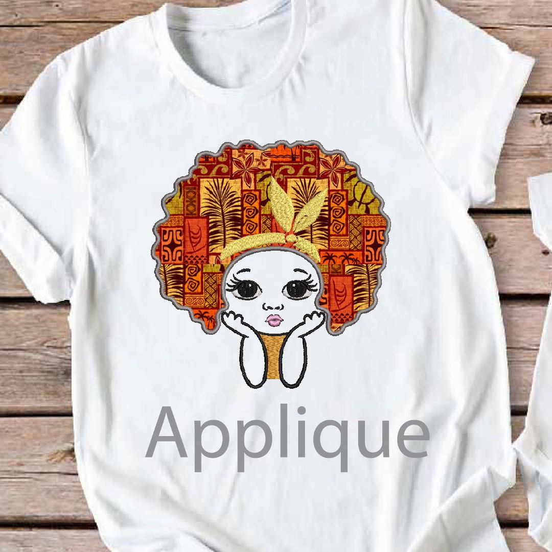 Applique Peekaboo Girl With Puff Designs for Embroidery Afro Ponytails ...