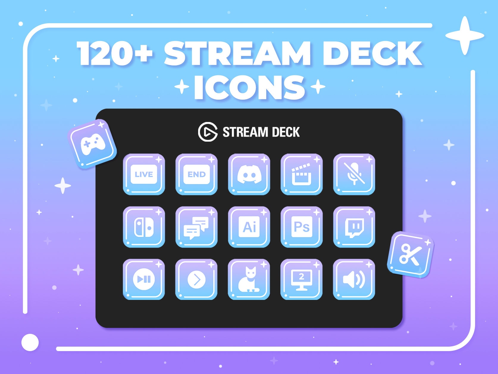 STREAM DECK ICONS | Buttons Pack | Pastel Starry Night Set | Cute ...