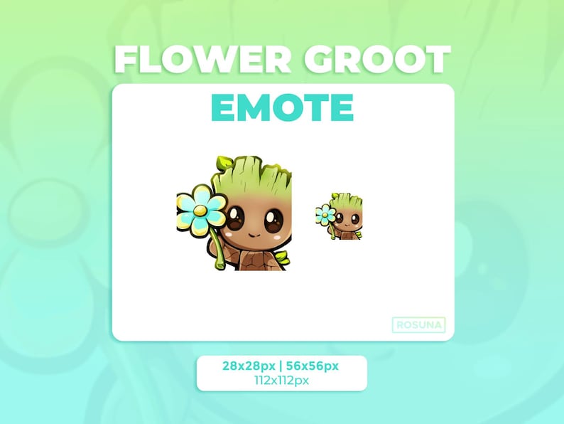 Groot Flower Emote | Chibi Kawaii Streamer Emotes (digital Download) - Etsy