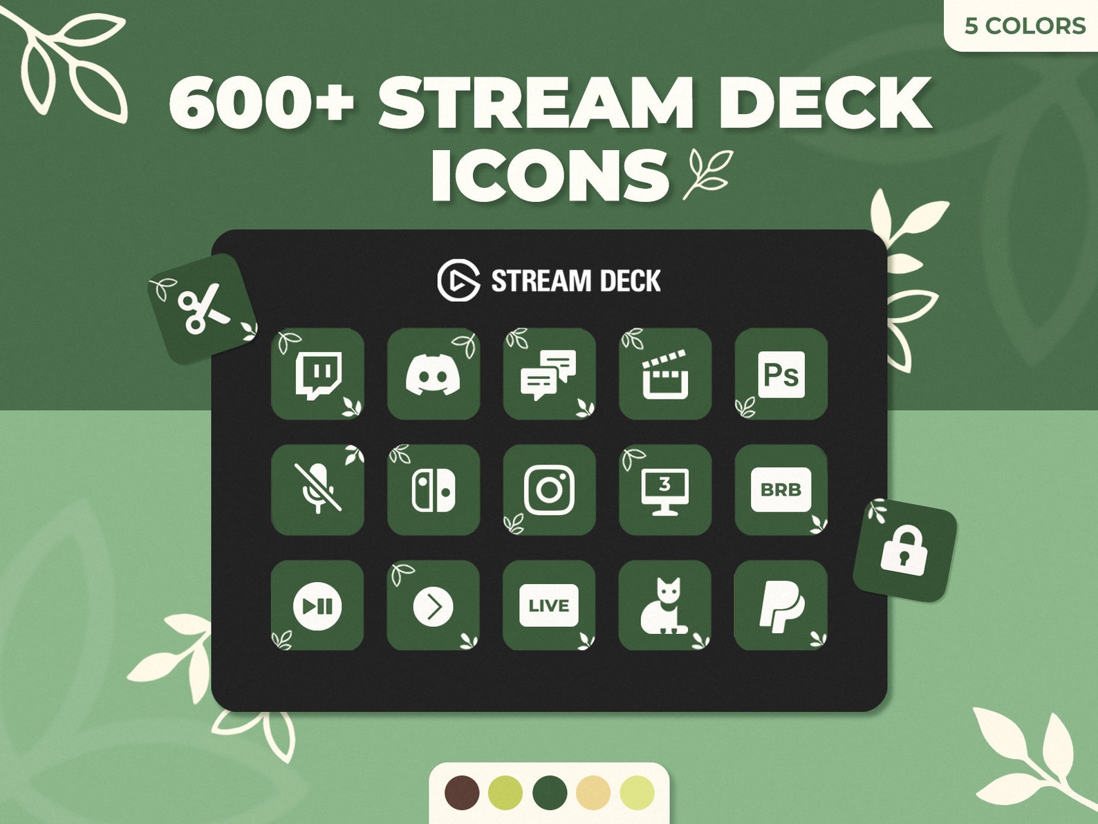 STREAM DECK ICONS | Buttons Pack | Leaf Nature Boho | Cozy Flower ...