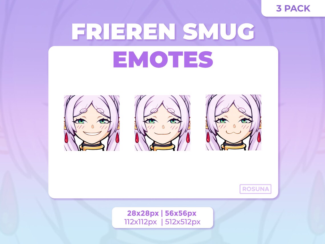 Smug Frieren Emotes: Anime Streamer Set (digital Download) - Etsy