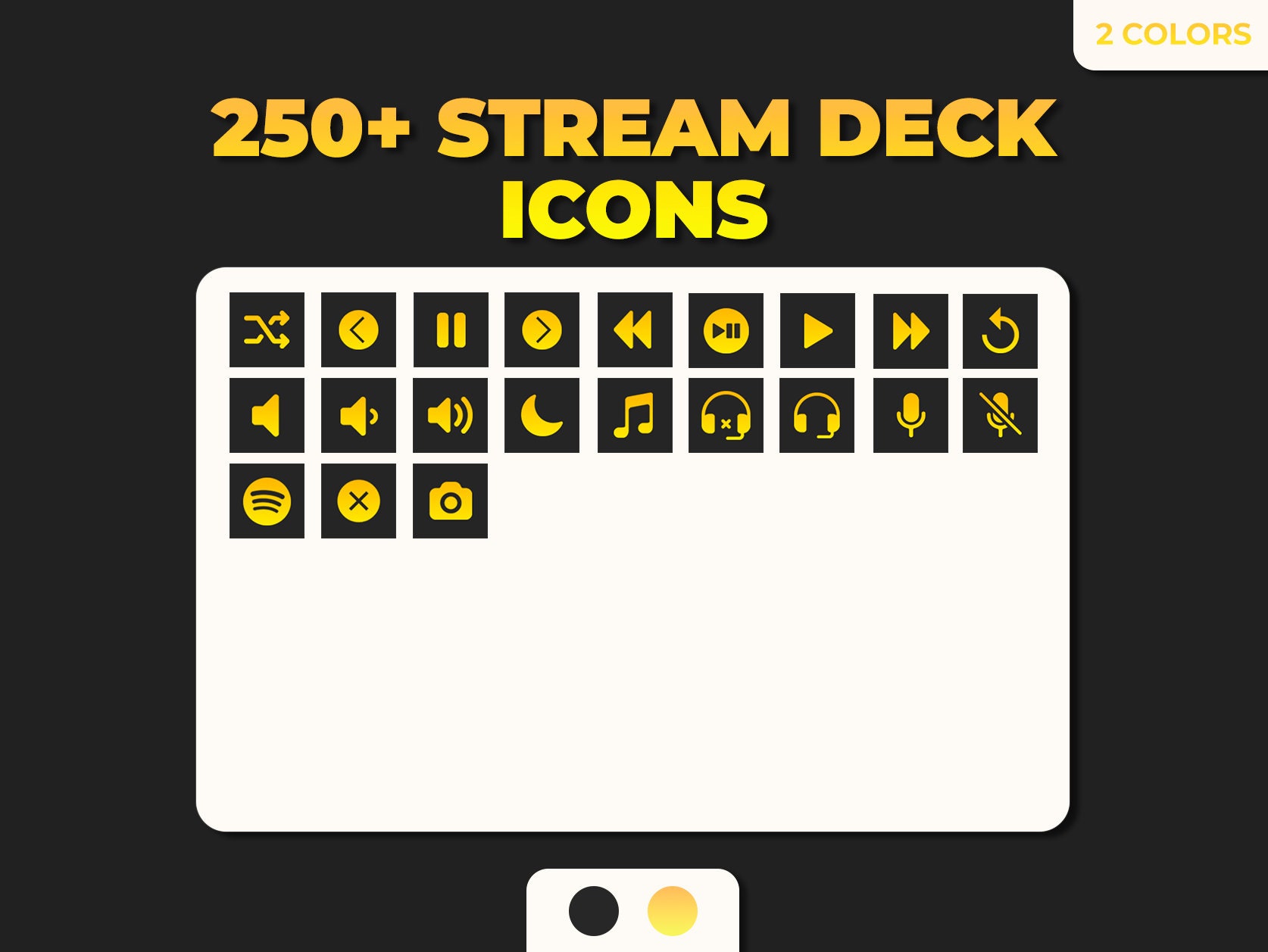 STREAM DECK ICONS | 250+ Modern Buttons Pack | Black & Yellow Set ...