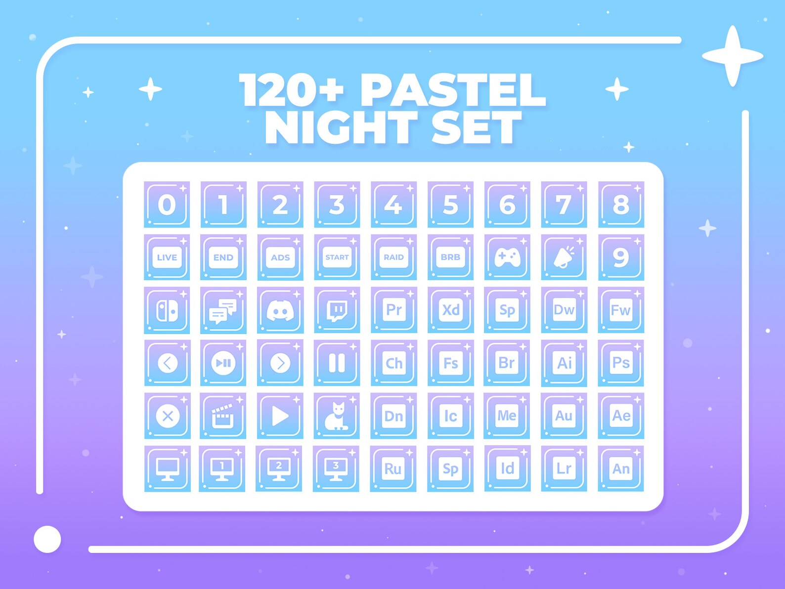 STREAM DECK ICONS | Buttons Pack | Pastel Starry Night Set | Cute ...