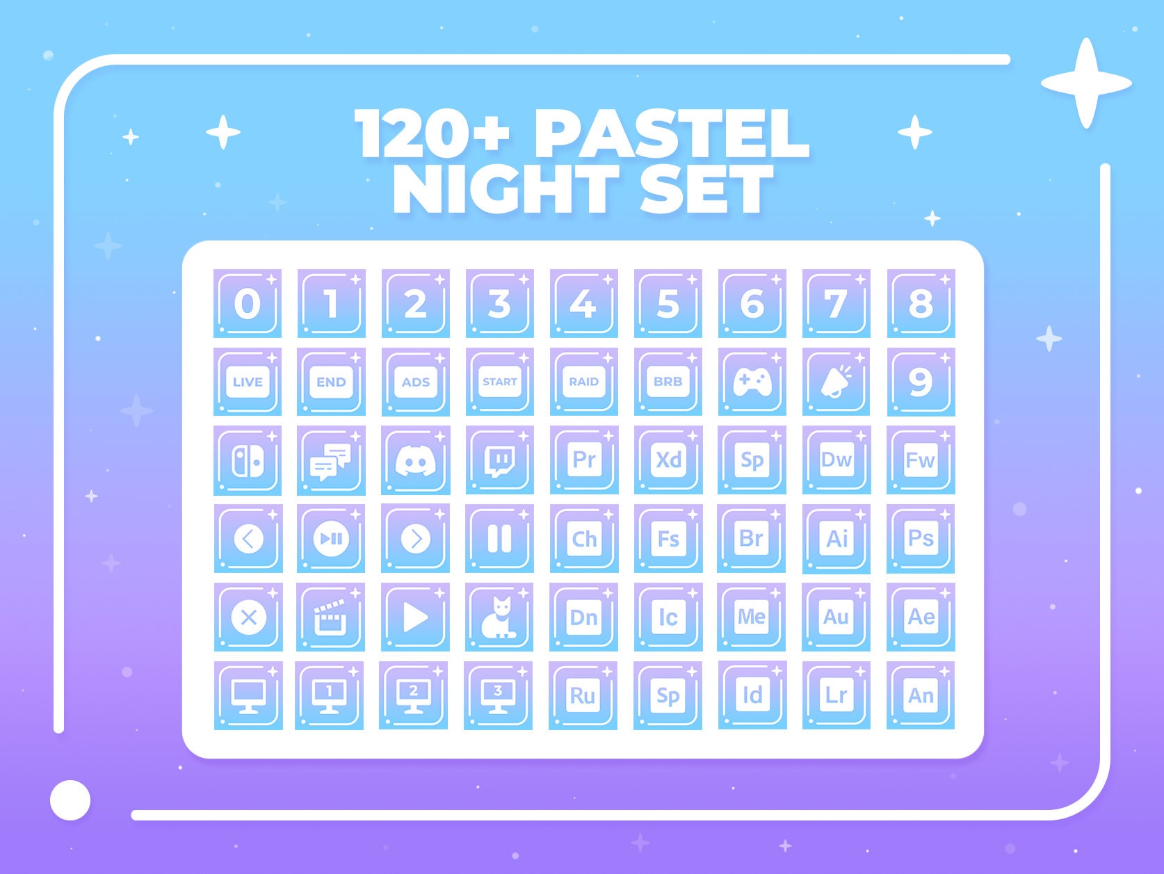 STREAM DECK ICONS | Buttons Pack | Pastel Starry Night Set | Cute ...