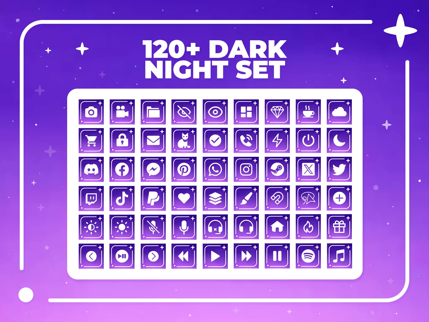 STREAM DECK ICONS | Buttons Pack | Galaxy Night Set | Starry Gradient ...