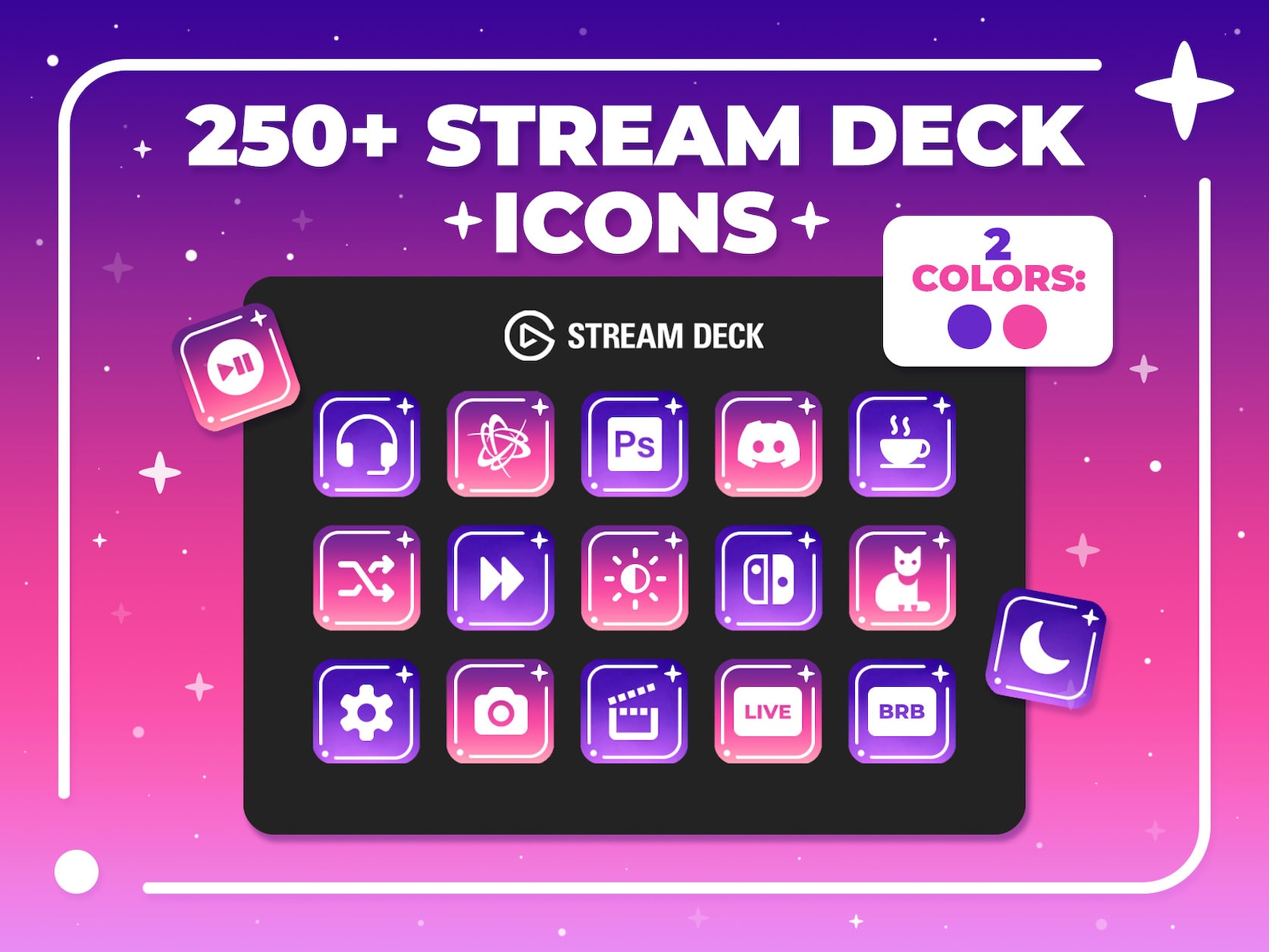 STREAM DECK ICONS | Buttons Pack | Galaxy Night Set | Starry Gradient ...