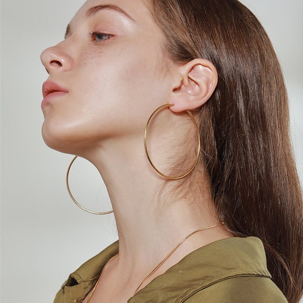 Large Gold Hoop Earrings - Etsy