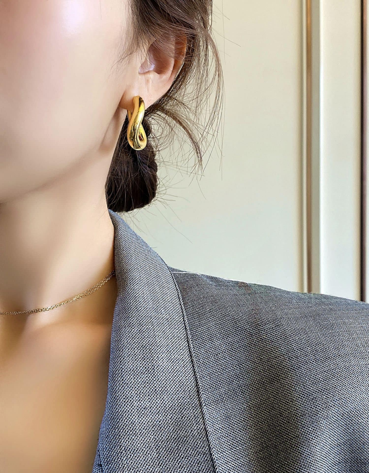 18K Gold Chunky Earrings Gold Chunky Hoop EarringsGirls Gold | Etsy