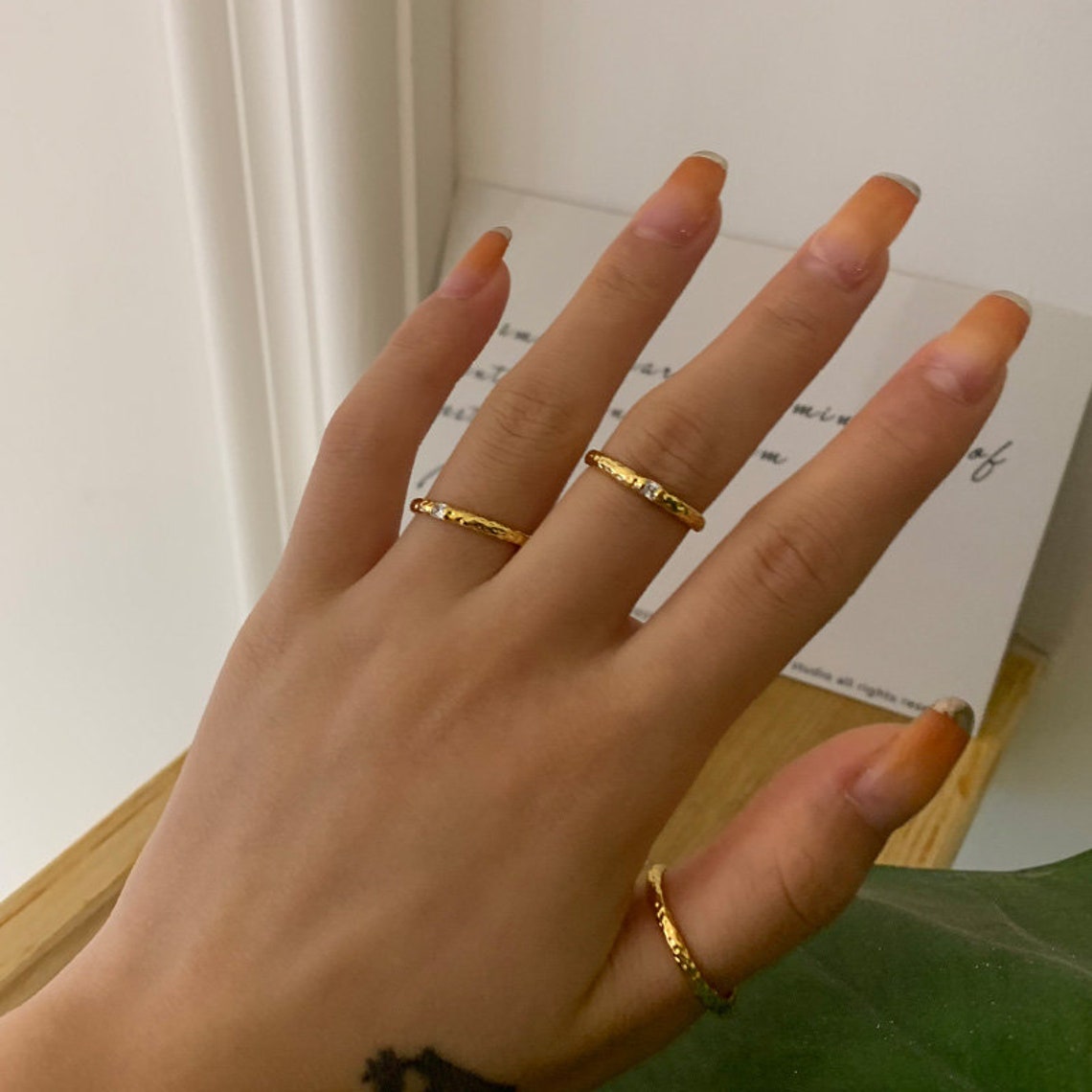 Gold CZ Ring Gold Dainty Ring Dainty CZ Ring Dainty Band | Etsy