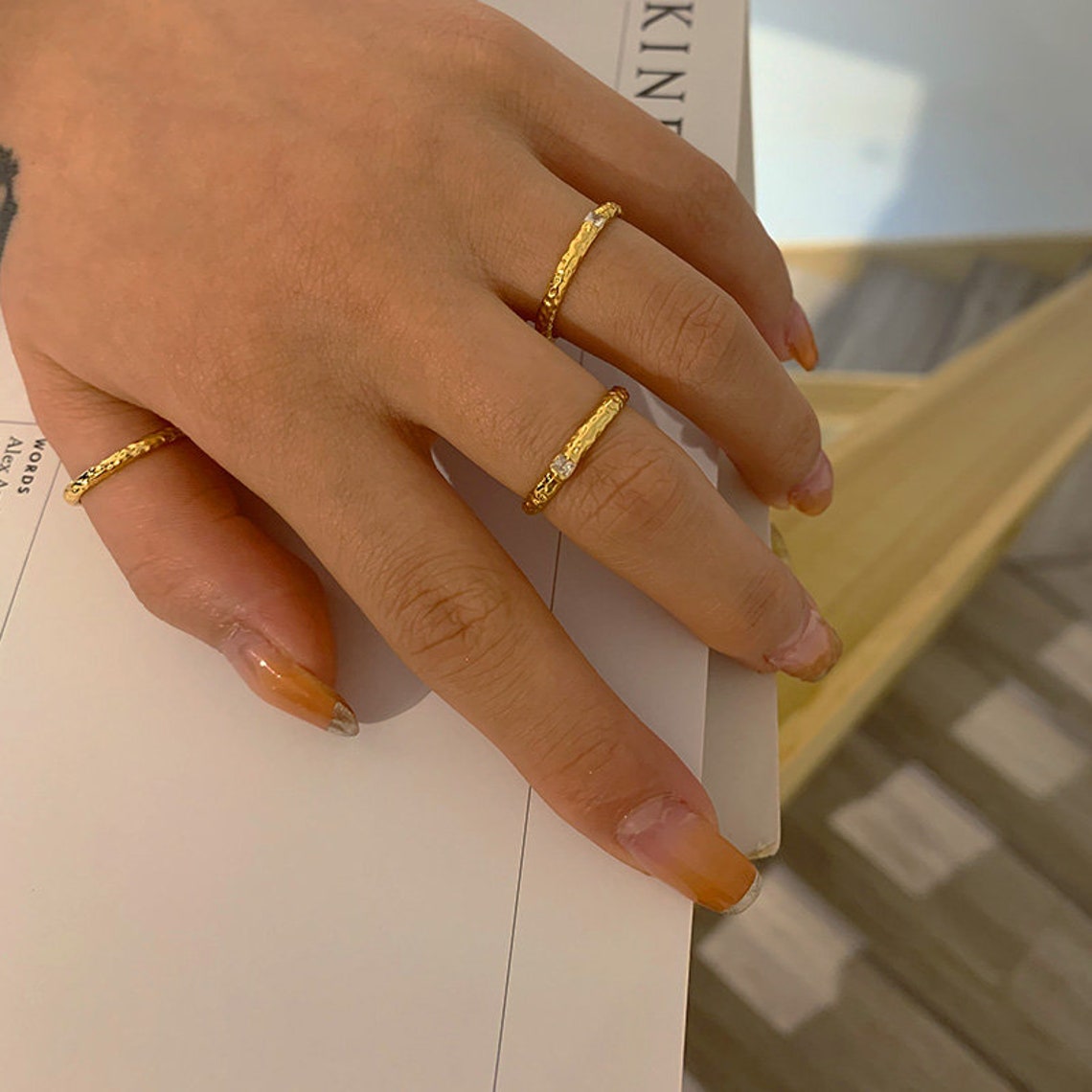 Gold CZ Ring Gold Dainty Ring Dainty CZ Ring Dainty Band - Etsy