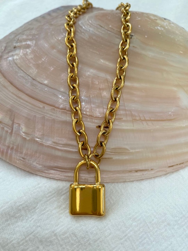 Gold Lock Pendant Necklace Padlock Pendant Necklace Gold Lock | Etsy