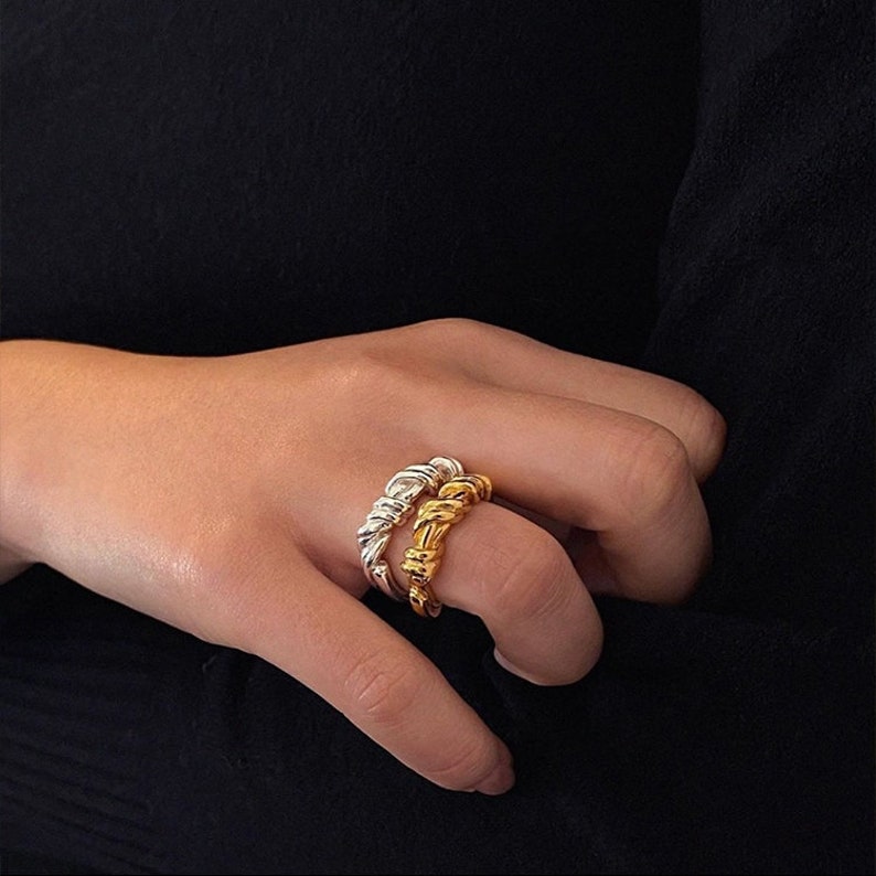 Gold Twisted Rope Ring Silver Rope Ring Gold Twisted Ring - Etsy