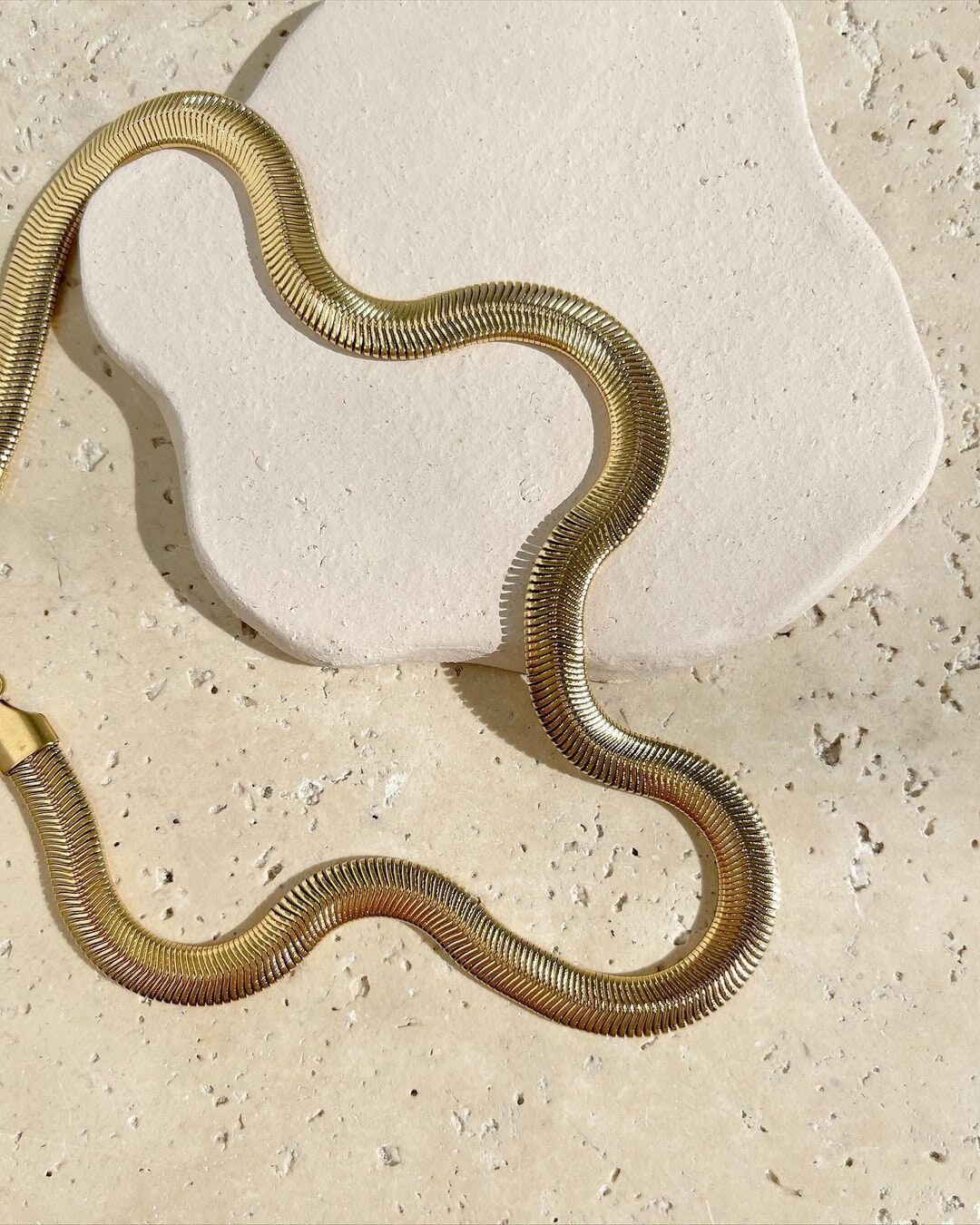 Gold Chunky Snake Chain, Thick Snake Chain Necklace, Gold Snake ...