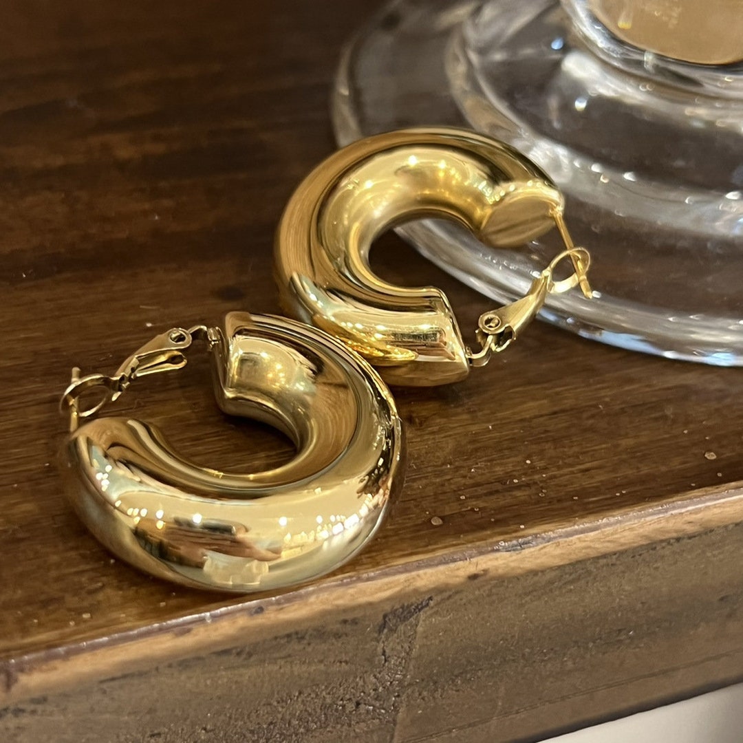 Chunky Gold Hoop Earrings 3cm Thick Hoop Earrings Gold - Etsy