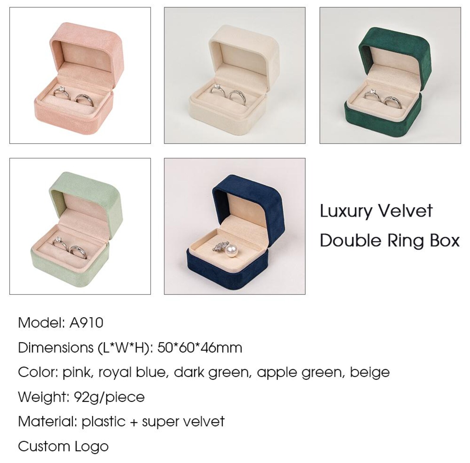 100pcs Custom Suede Jewelry Boxes With Outer Box Jewelry Packaging Box ...