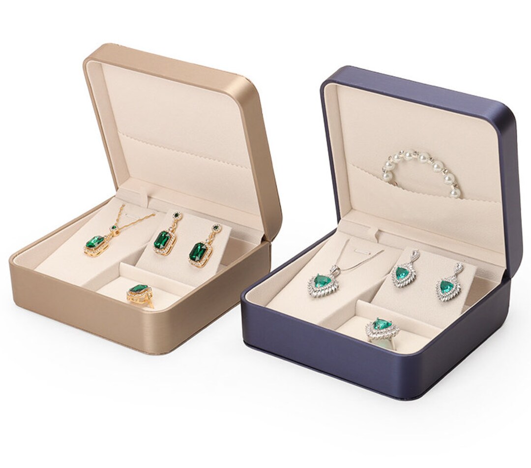 500 Custom Logo PU Brushed Leather Jewelry Box Custom Ring Gift Boxes ...