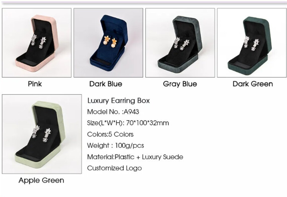 500 Dark Blue Custom Suede Jewelry Boxes With Outer Box Jewelry ...