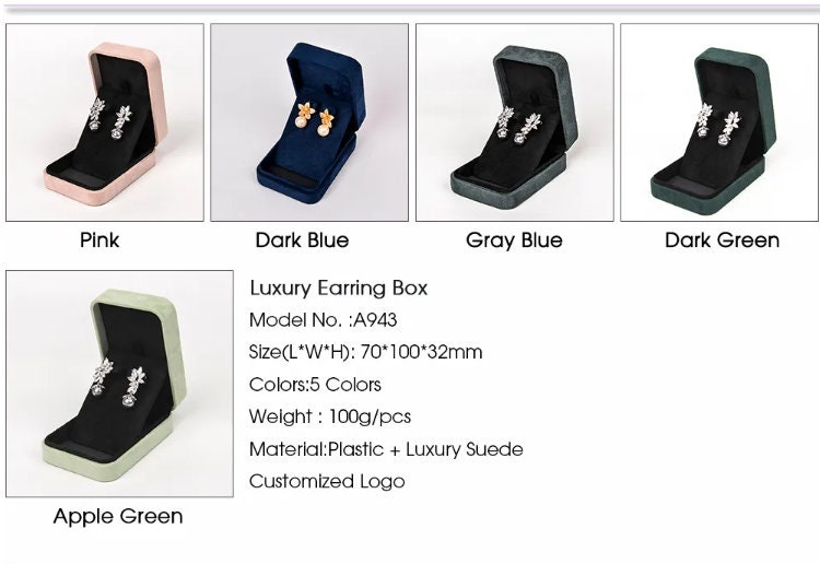 500 Dark Blue Custom Suede Jewelry Boxes With Outer Box Jewelry ...