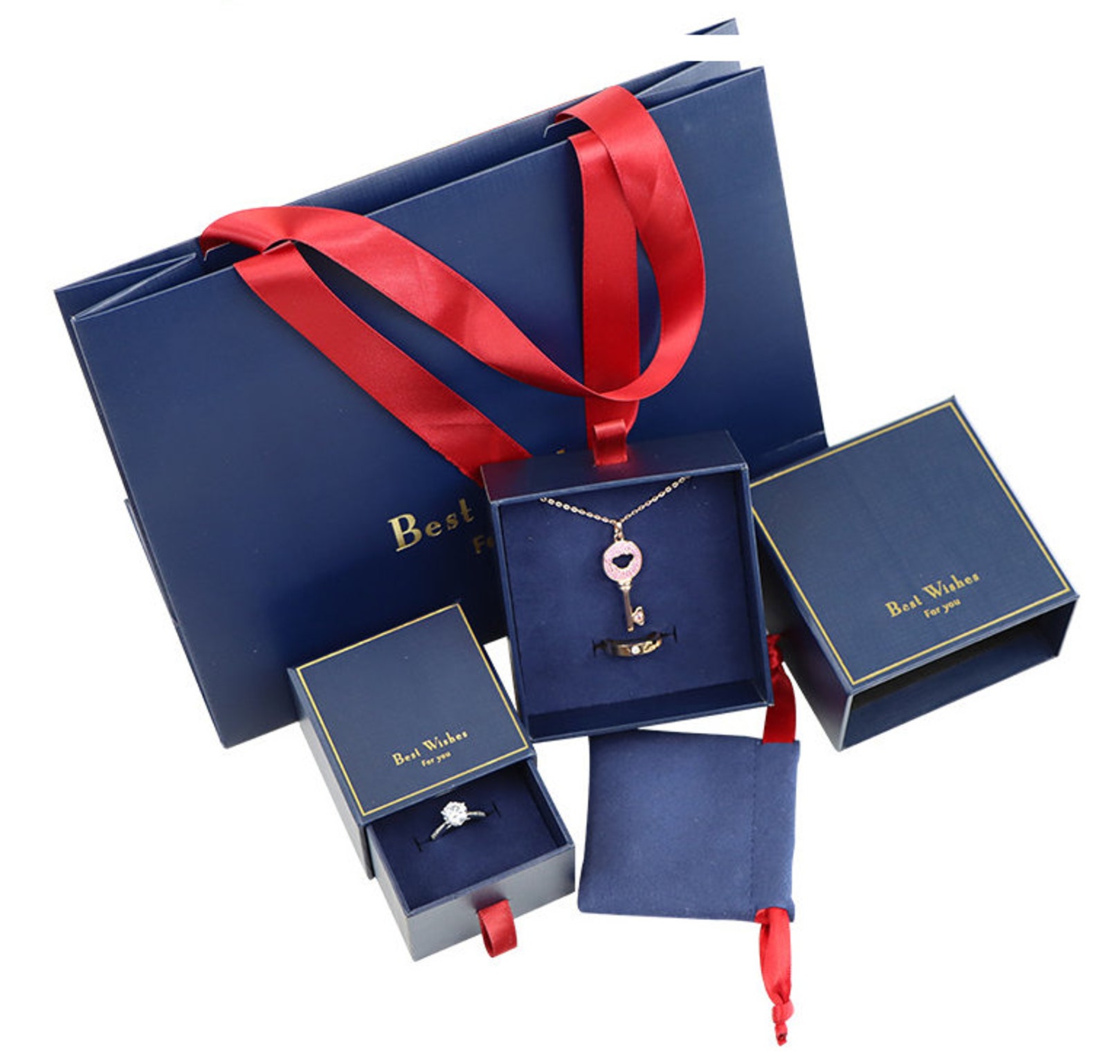 Custom Jewellery Gift Box Sets Box Bag Personalized Logo Small Jewerly ...