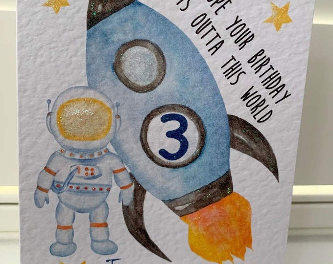 Personalised Happy Birthday Rocket Card, Space Rocket Birthday Card ...