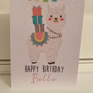 Personalised Llama Card, Alpaca Card, Girly Birthday Card, Girls ...