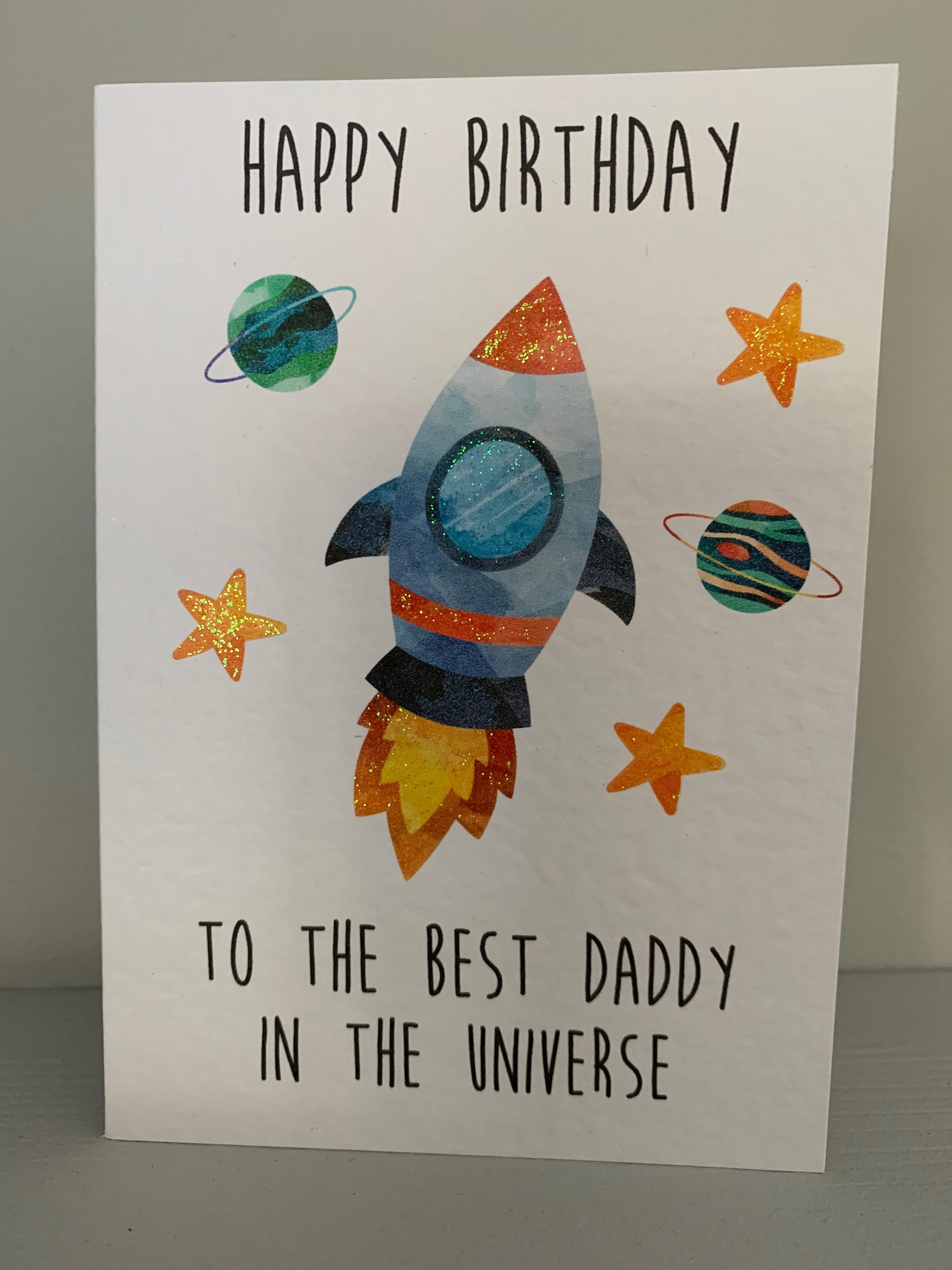 Personalised Happy Birthday Daddy, Rocket Birthday Card, Space Rocket ...