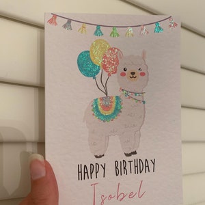 Personalised Llama Card, Alpaca Card, Girly Birthday Card, Girls ...