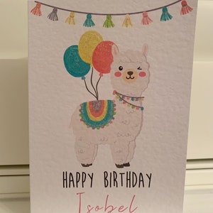 Personalised Llama Card, Alpaca Card, Girly Birthday Card, Girls ...