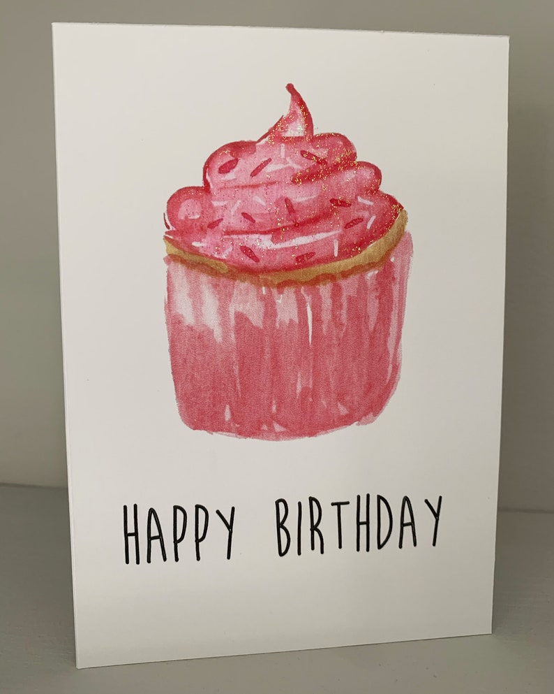 Cupcake Birthday Card Birthday card Cake birthday card | Etsy