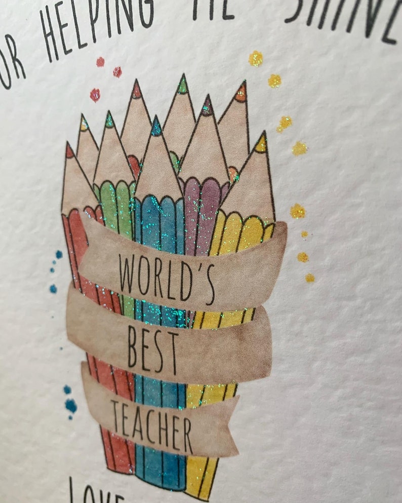 Personalised Teacher Card, Thankyou Card, Leaving Card, Miss You, End ...