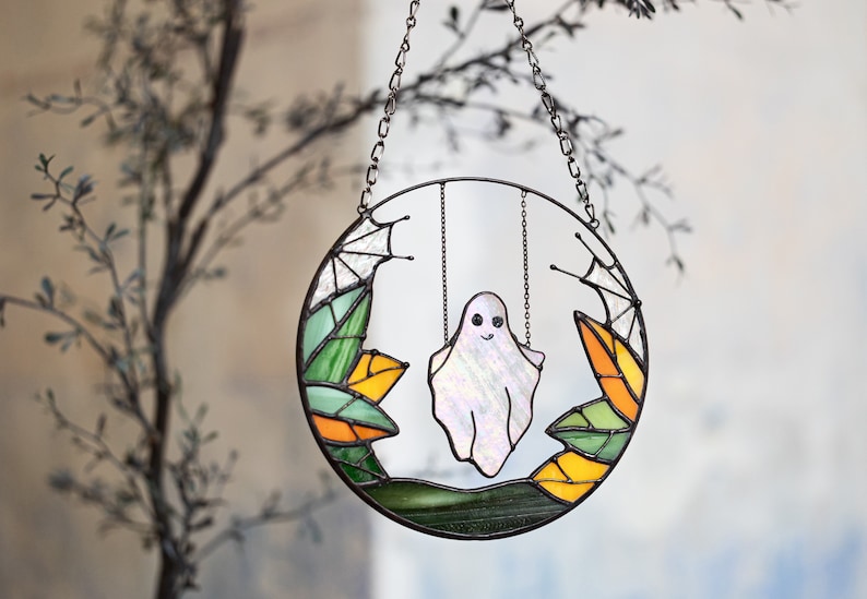 Gothic Suncatcher Ghost Funny Halloween Stain Glass Horror - Etsy